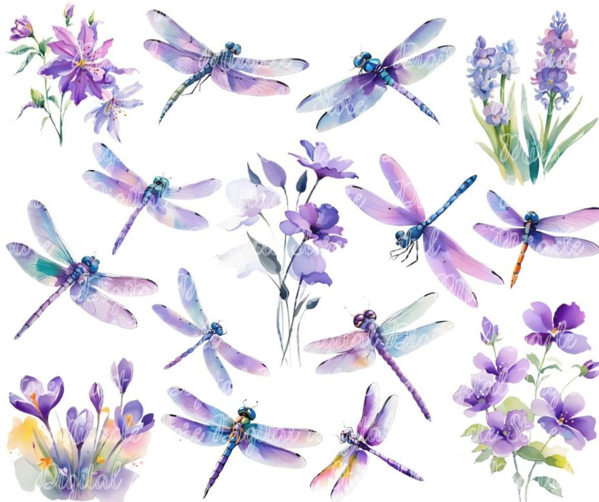Dragonfly and Flower Clipart, Dragonfly Clipart, Dragonfly PNG ...
