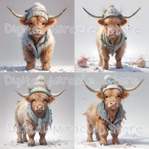 Christmas Highland Cow, Christmas Cow, Winter Highland Cow, Mooey ...