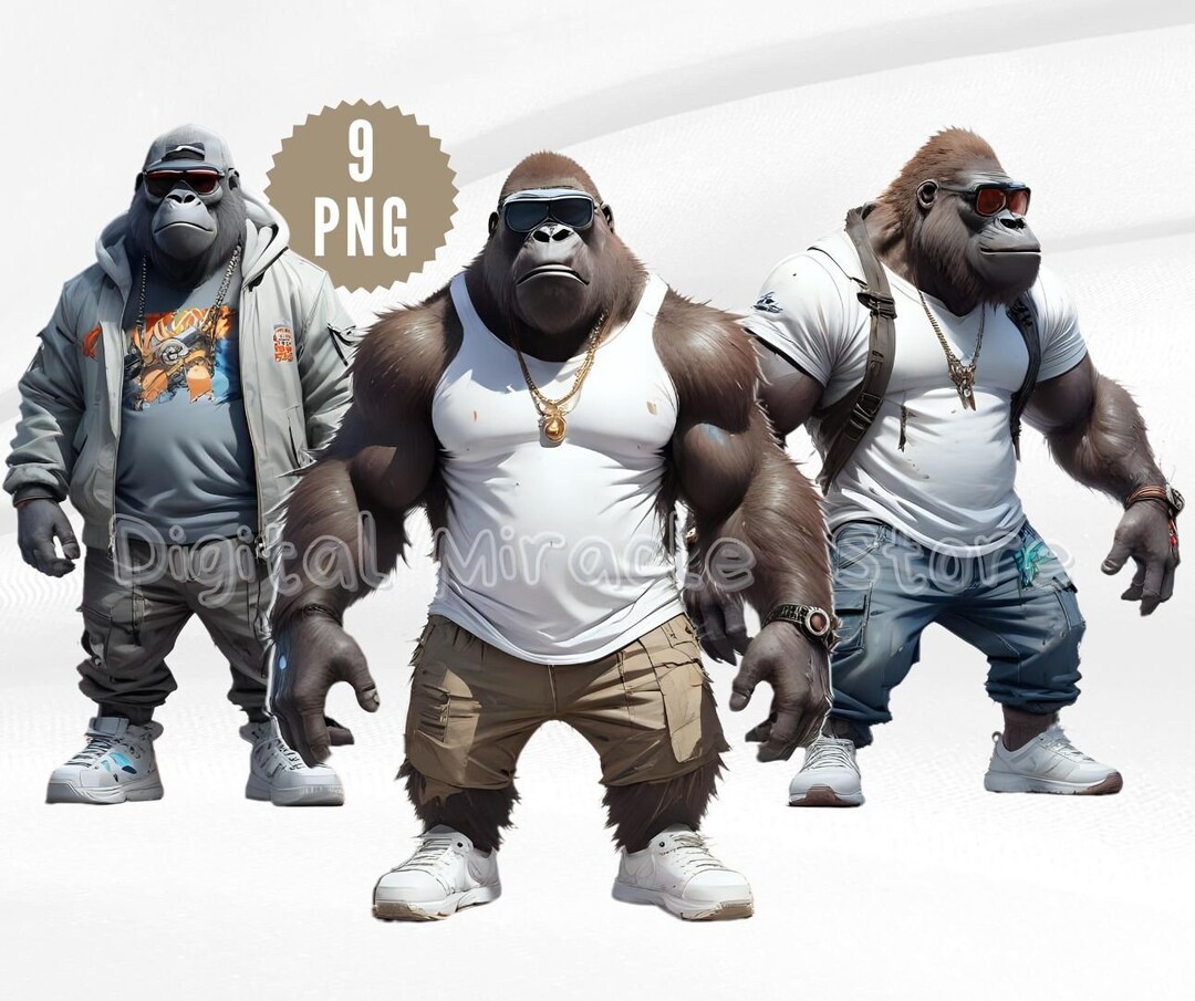 Gorilla Bodybuilder, Gorilaz PNG, Angry Gorilla, Gorilla Rapper ...