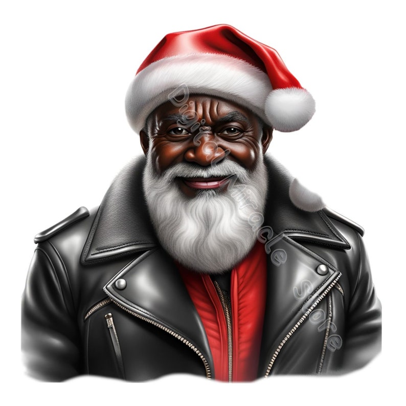 Black Santa Clip Art, Motorcycle Santa PNG, Cool Santa PNG, African ...
