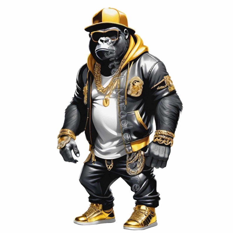 Urban Gorilla, Hip Hop Gorilla, Gorilla Clipart, Gorilla Sublimation ...