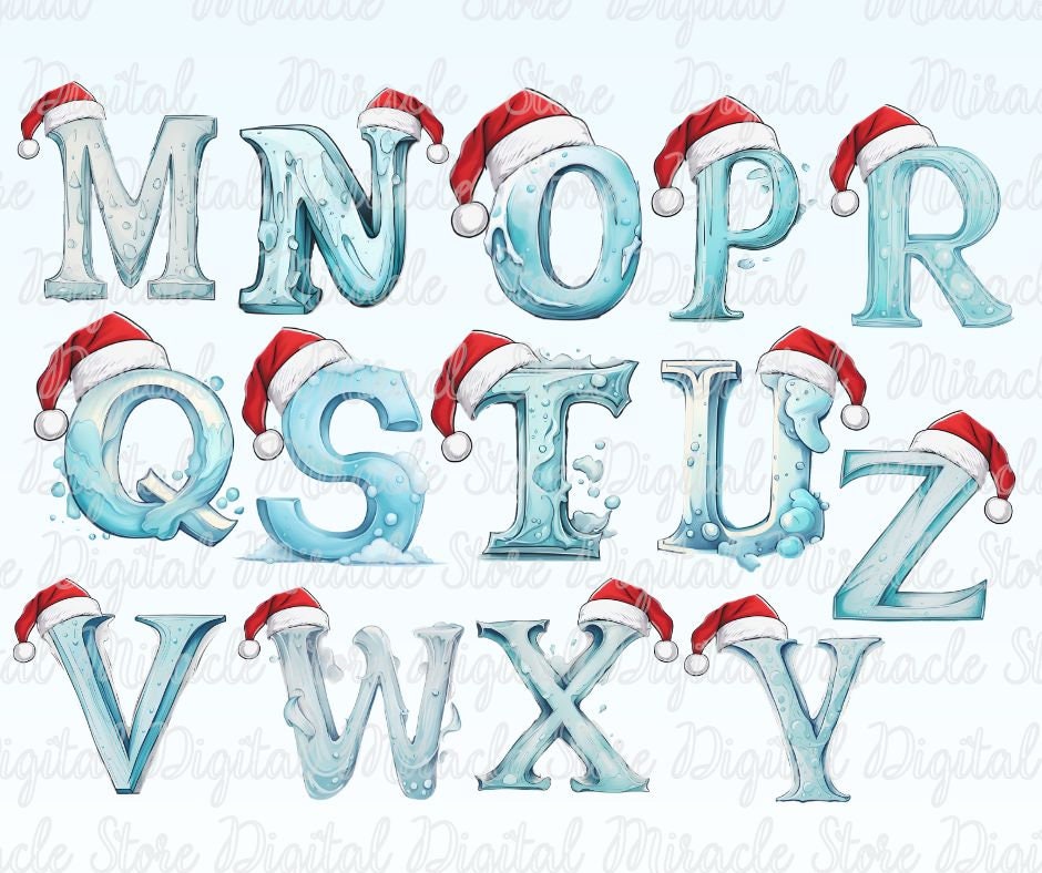 Christmas Alphabet PNG, Christmas Letters PNG, Christmas Font, Santa ...