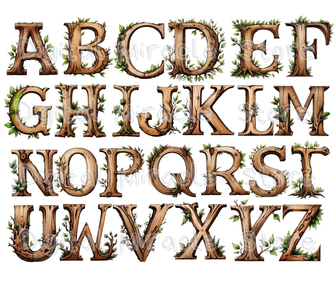 Wood Alphabet PNG, Rustic Font, Wood Letters PNG, Wood Font, Boho ...