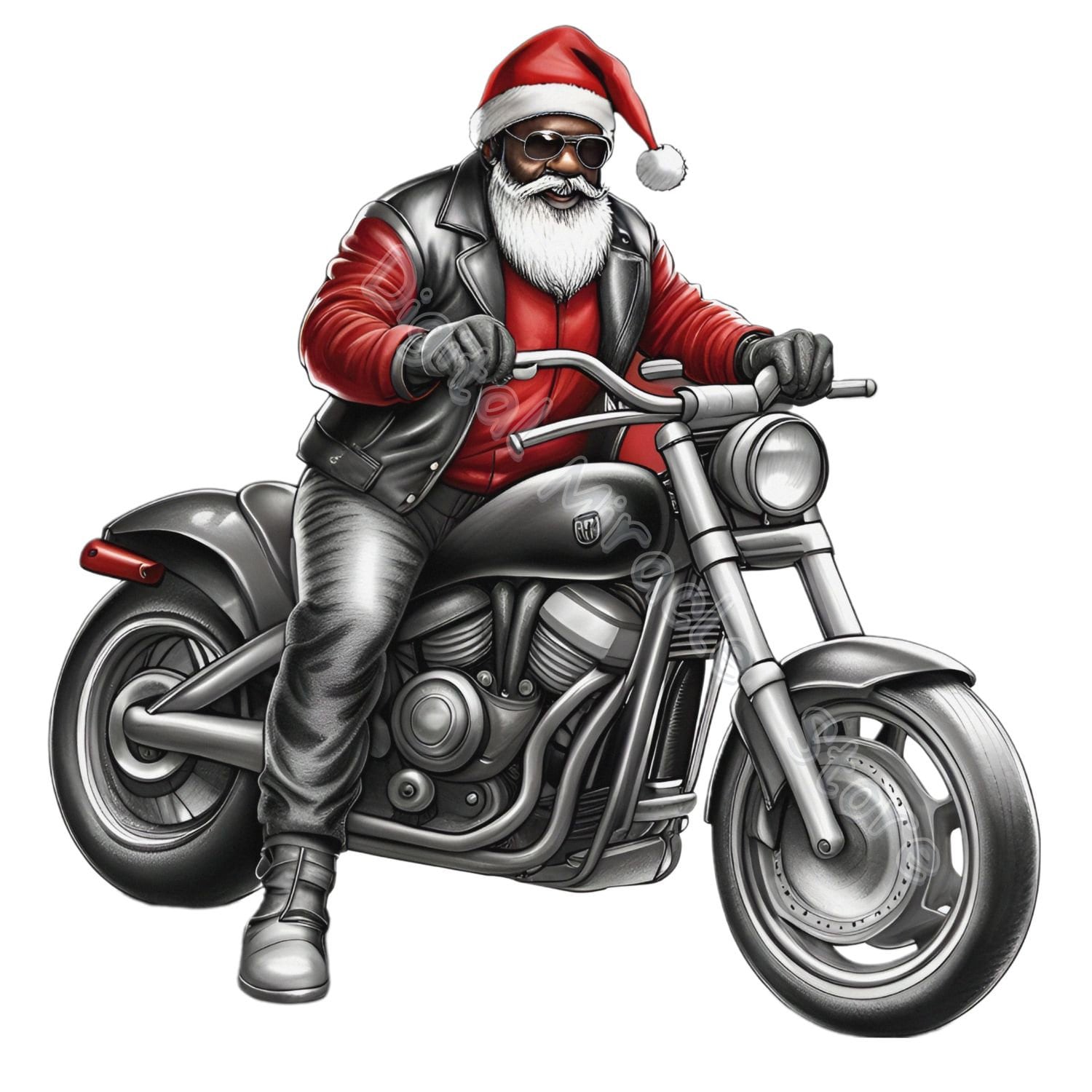 Black Santa Clip Art, Motorcycle Santa PNG, Cool Santa PNG, African ...