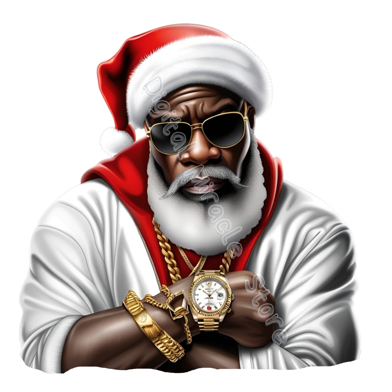 Black Santa PNG, Cool Santa PNG, African American Santa, Afro Santa ...
