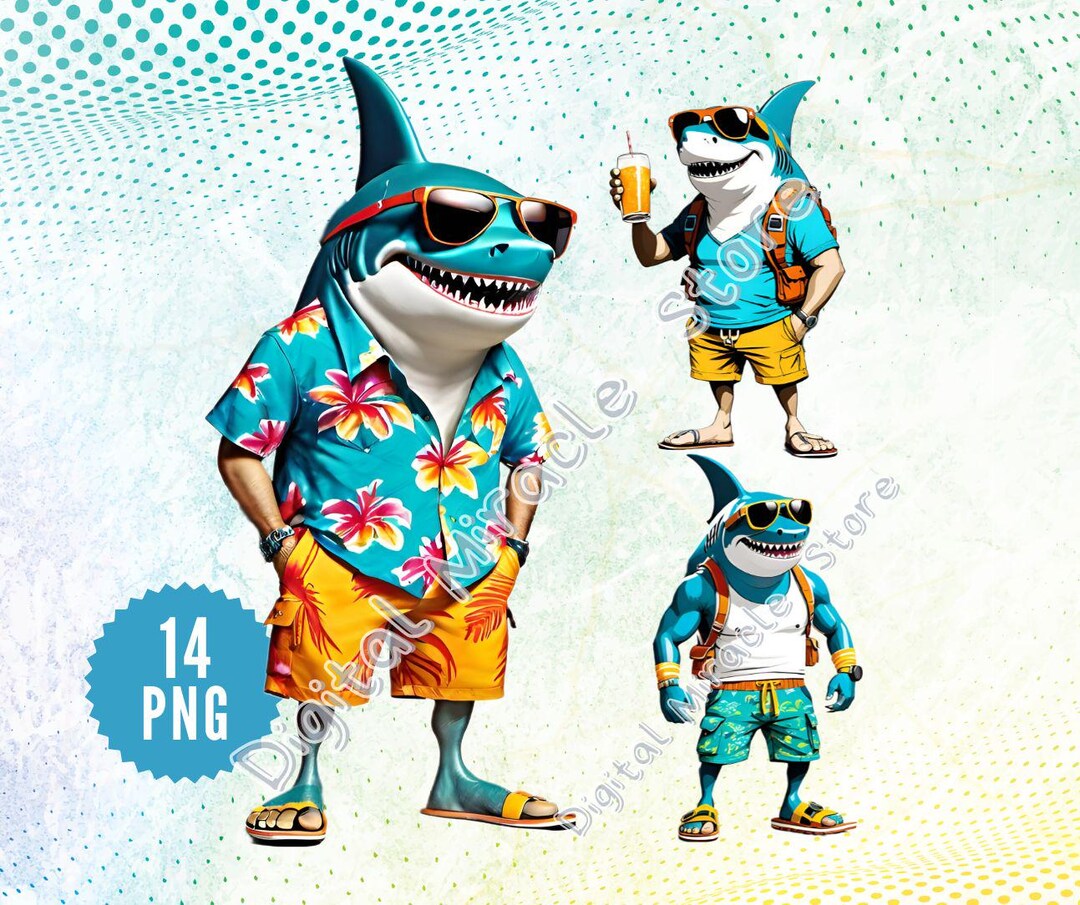 Shark With Sunglasses, Summer Shark Clipart, Funny Shark, Cool Shark ...