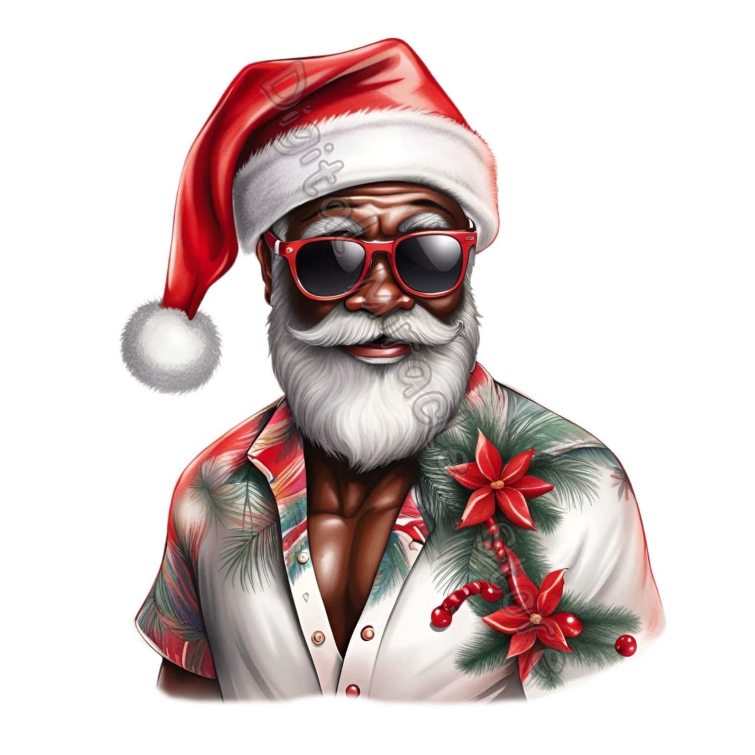 Black Santa PNG, Summer Santa, Coastal Santa, African American Santa ...