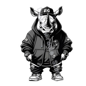 Rhino in Sunglasses, Rhinoceros PNG, Cool Rhino Clipart, Hip Hop Rhinos ...