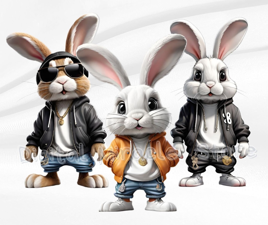 Cool Bunny, Urban Bunny, Gangster Rabbit, Rabbit in Clothes, Hip Hop ...