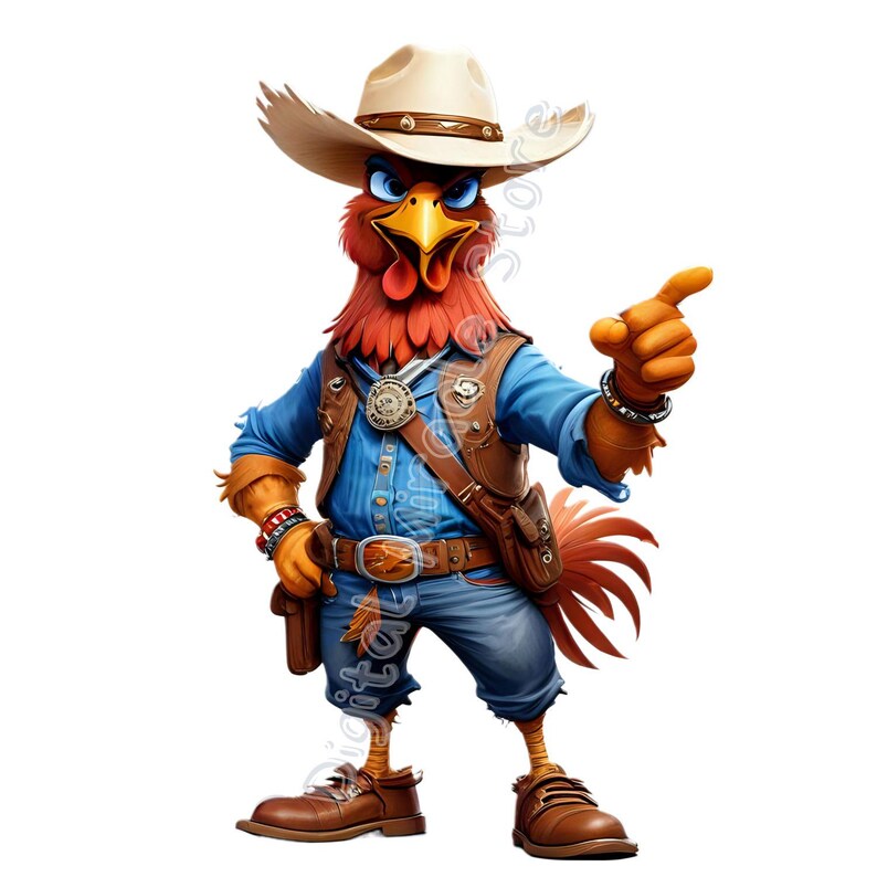 Cowboy Rooster Clipart, Funny Rooster PNG, Cowboy Chicken, Rooster in a ...