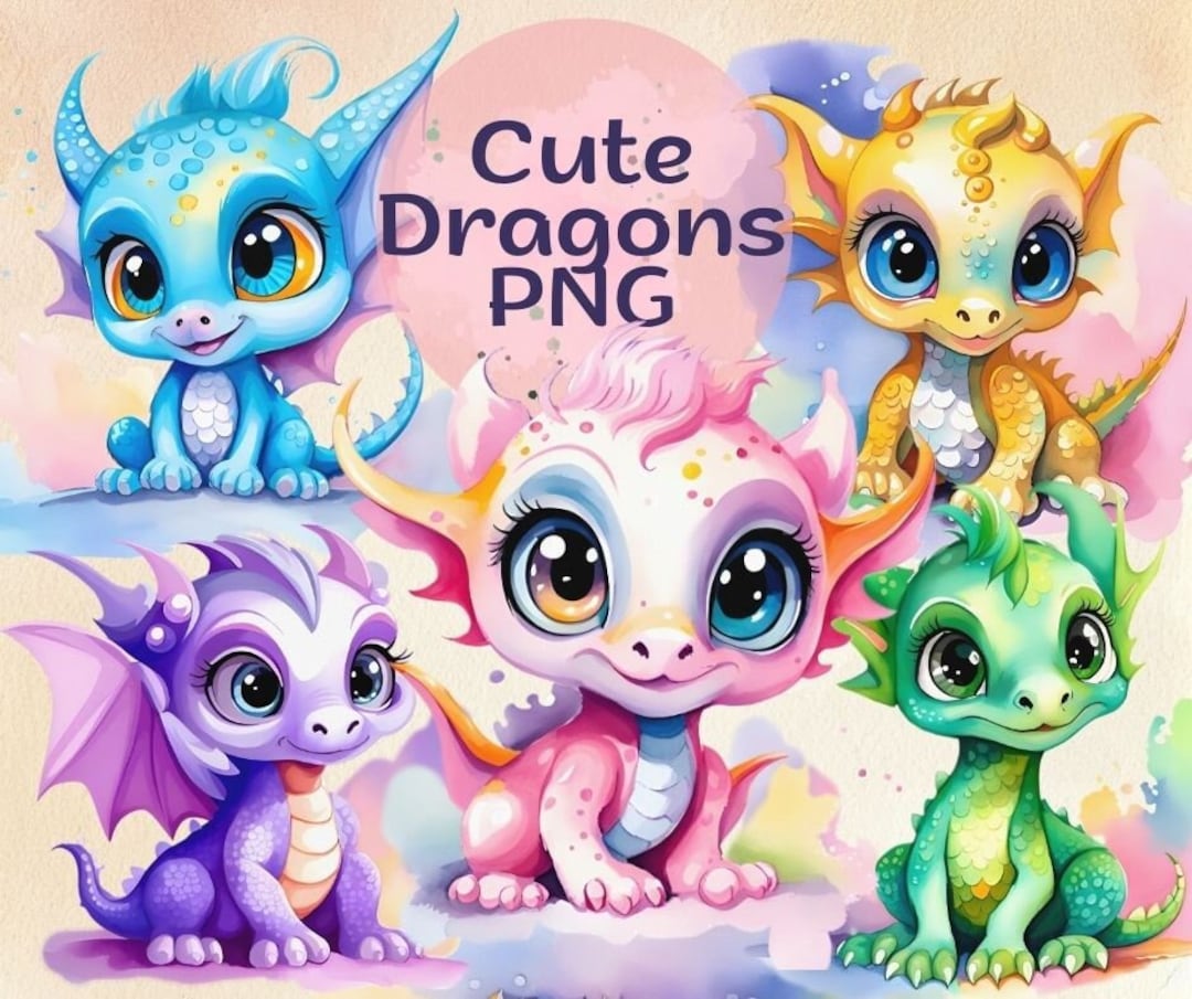 Cute Dragons Clipart, Dragon Clipart Digital, Dragon PNG, Cute Baby ...