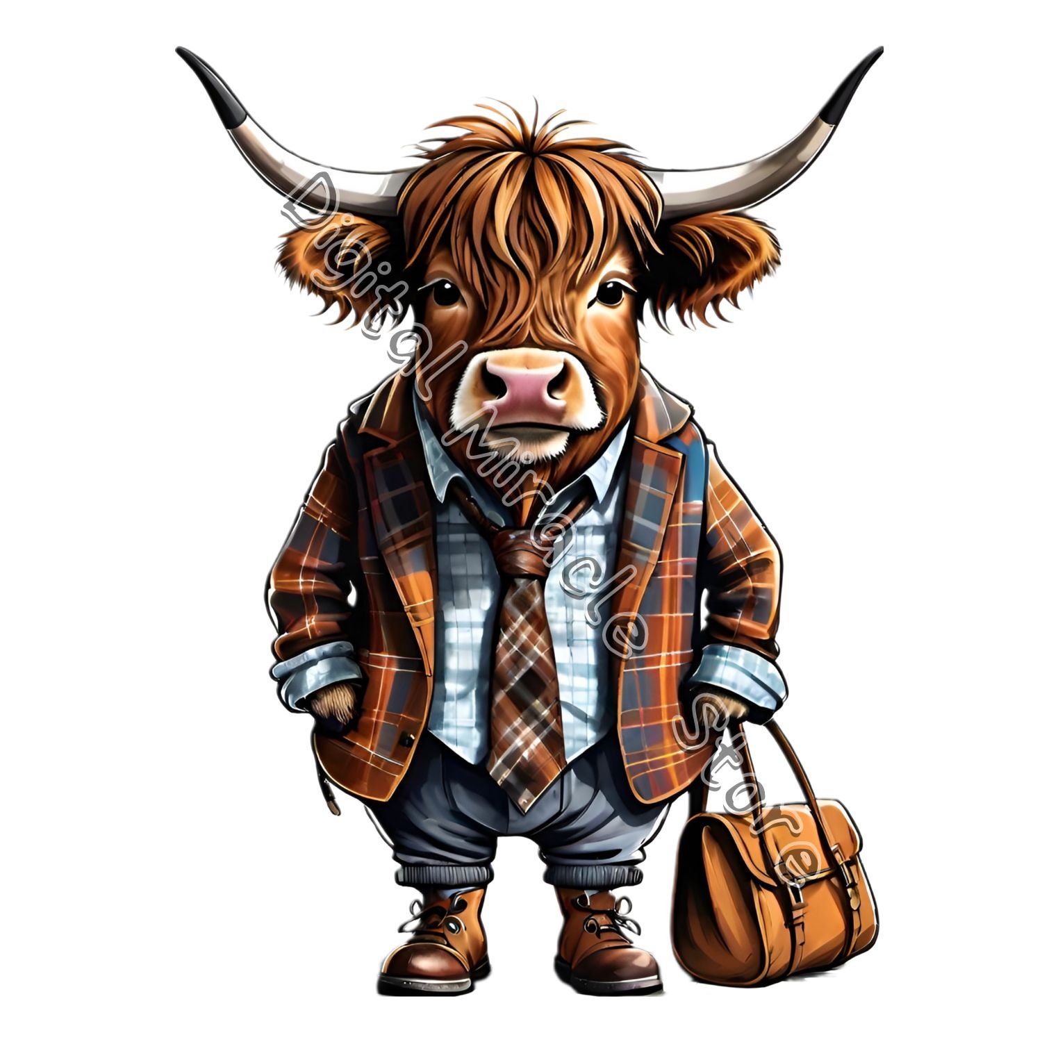 Highland Cow PNG, Hipster Cow, Funny Cow PNG, Cool Cow, Cow in Shirt ...