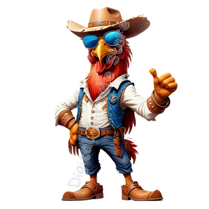 Cowboy Rooster Clipart, Funny Rooster PNG, Cowboy Chicken, Rooster in a ...