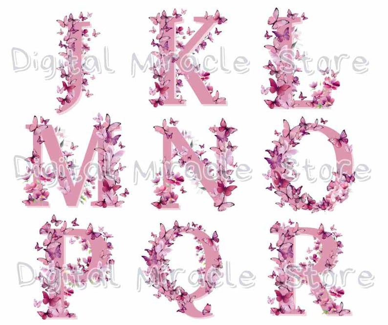 Pink Letters PNG, Pink Alphabet, Butterfly Alphabet PNG, Butterfly ...