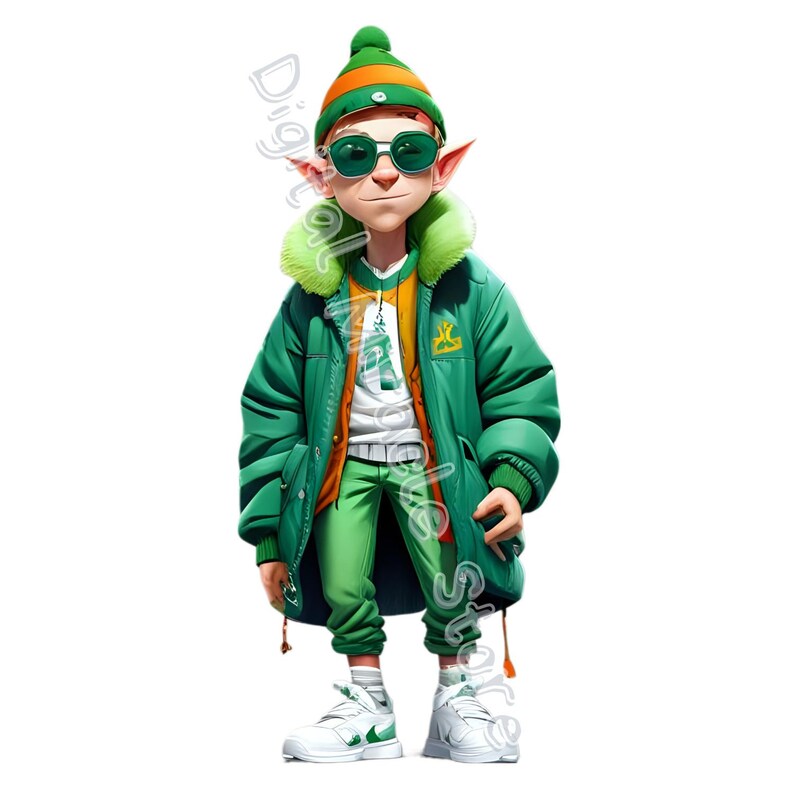 Cool Elf Clipart, Hip Hop Elves, Elf in Sunglasses, Funny Elf, Festive ...