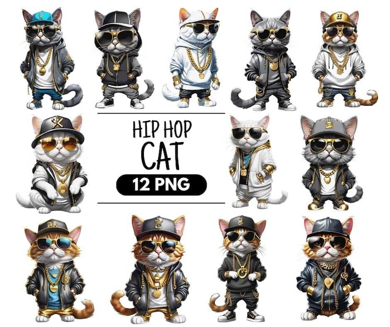 Hip Hop Cat, Cool Cat PNG, Hipster Cat, Funny Cat, Money Cat, Gangsta ...