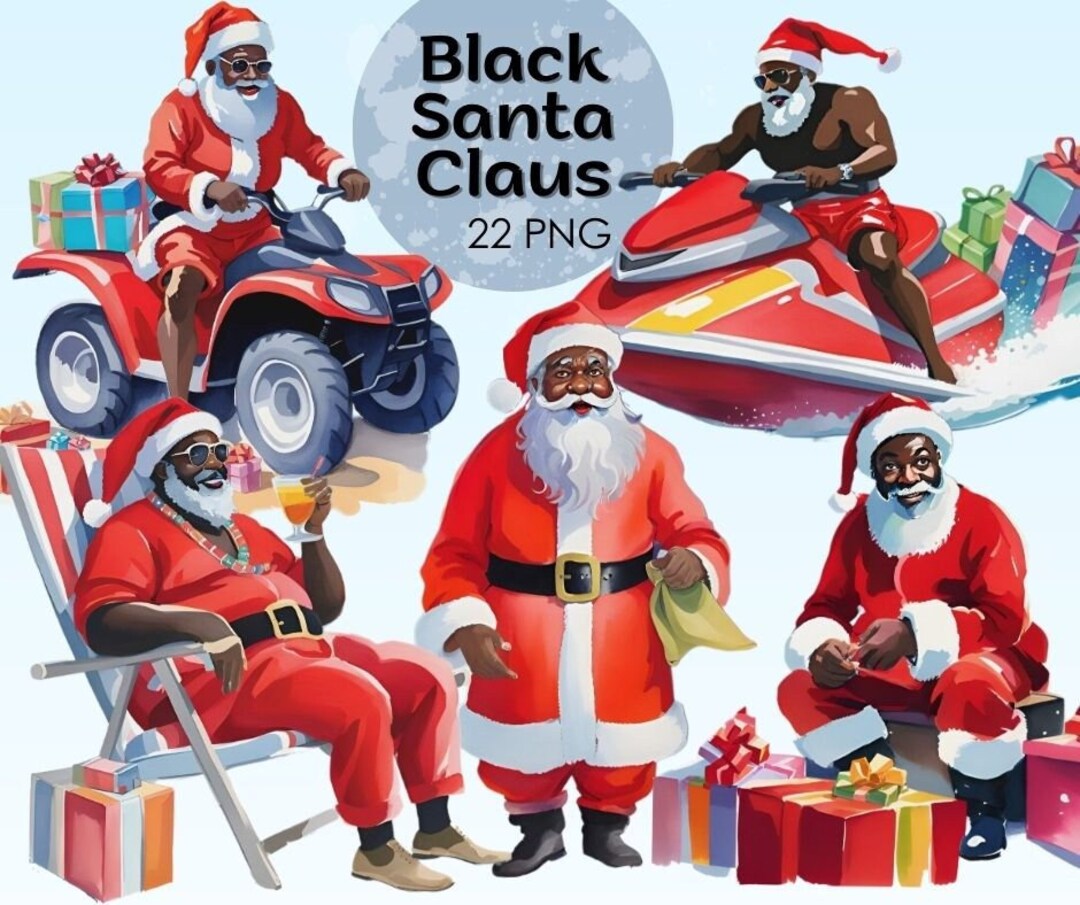 Black Santa PNG, African American Santa, Black Mrs Clause, African ...