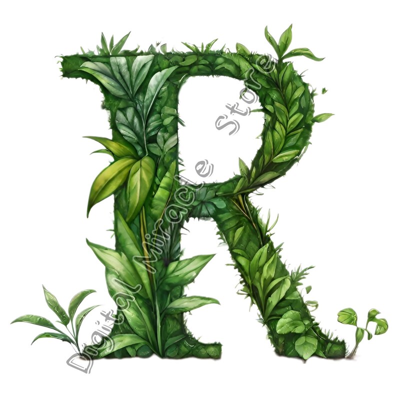 Jungle Alphabet, Tropical Leaves Alphabet, Moss Letters, Greenery ...