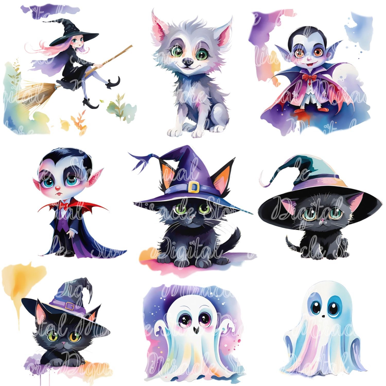 Halloween Clipart Cute Cute Halloween Bundle Halloween PNG - Etsy