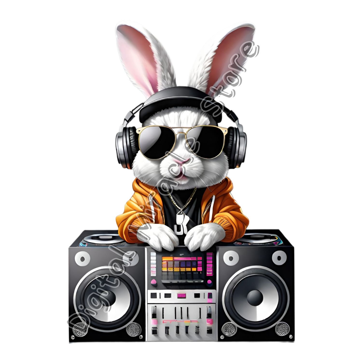 Bunny Music Clipart, Bunny DJ, Bunny With Headphones, Cool Bunny ...
