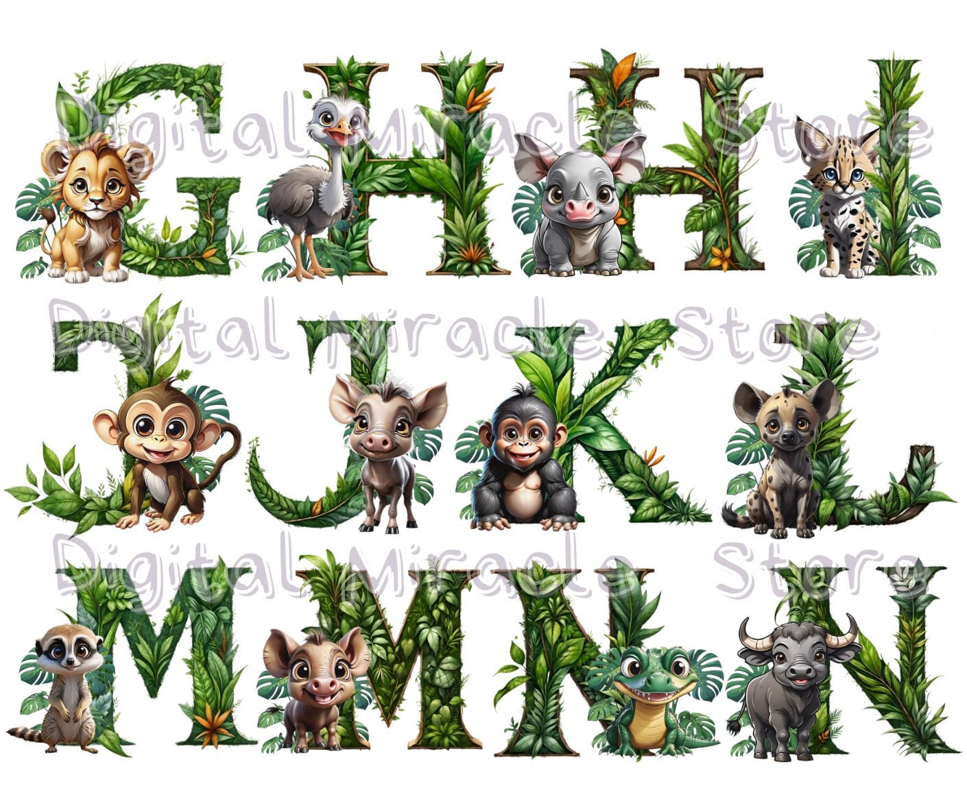 Letters Animals, Safari Letters, Jungle Letters, Alphabet Sublimation ...