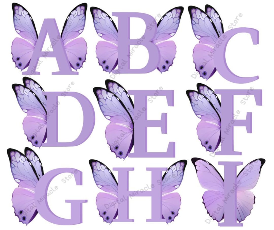 Butterfly Wing Letters, Butterfly Monogram Clipart, Butterfly Alphabet ...