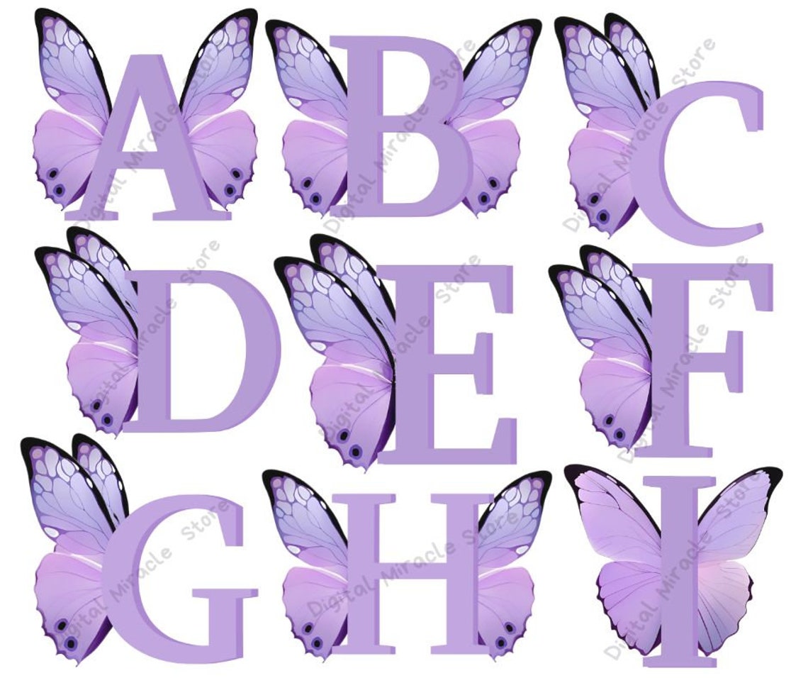 Butterfly Wing Letters, Butterfly Monogram Clipart, Butterfly Alphabet ...
