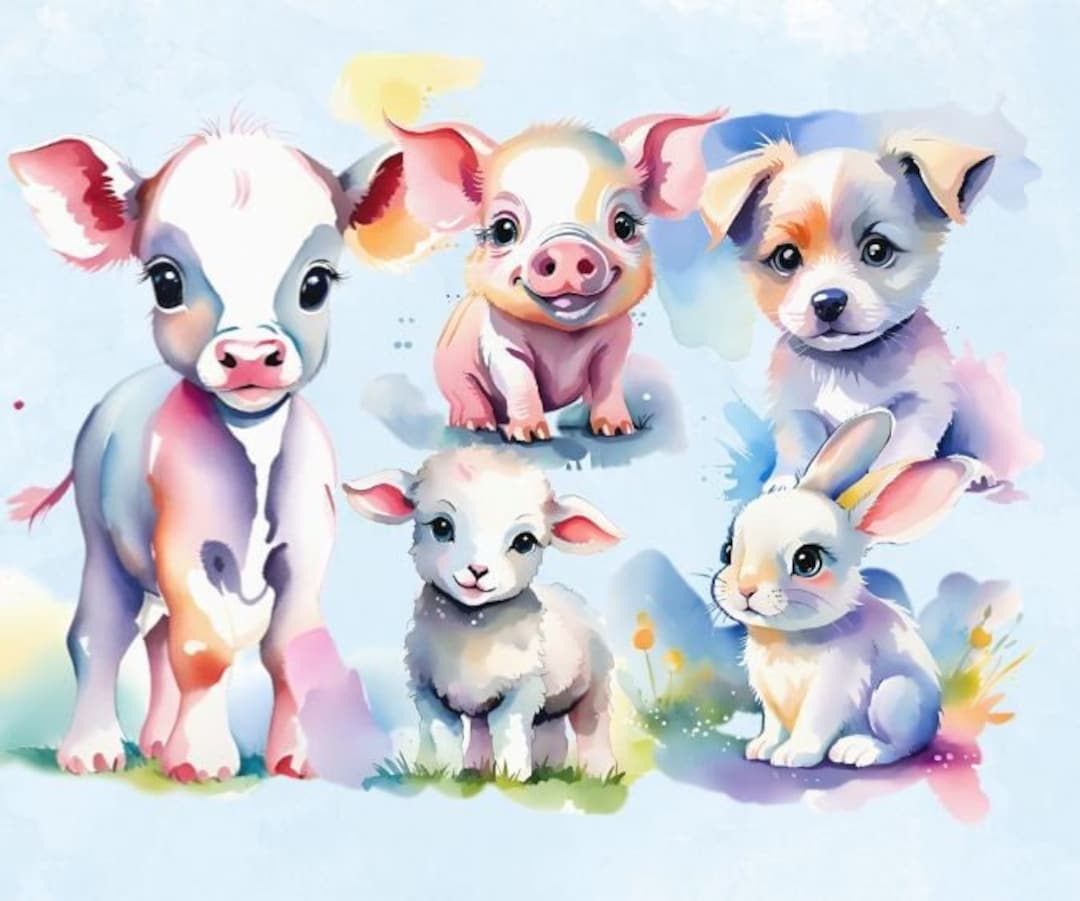 Cute Farm Clipart, Cute Farm Animals PNG, Baby Farm Animals, Cute Farm ...