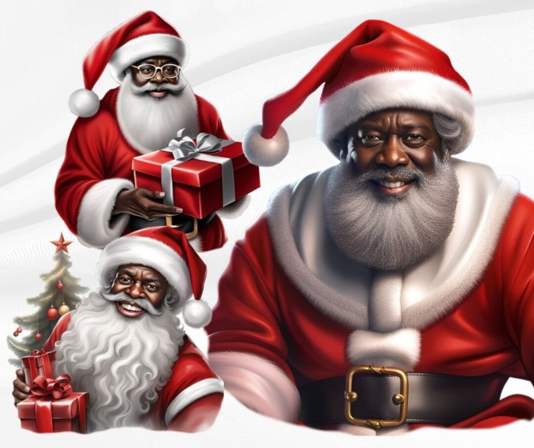 African American Santa, Black Christmas PNG, Black Santa PNG, African ...