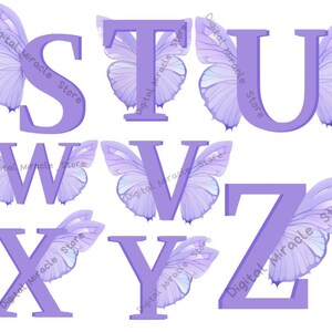 Purple Butterflies Letters, Butterfly Alphabet PNG, Butterfly Wing ...