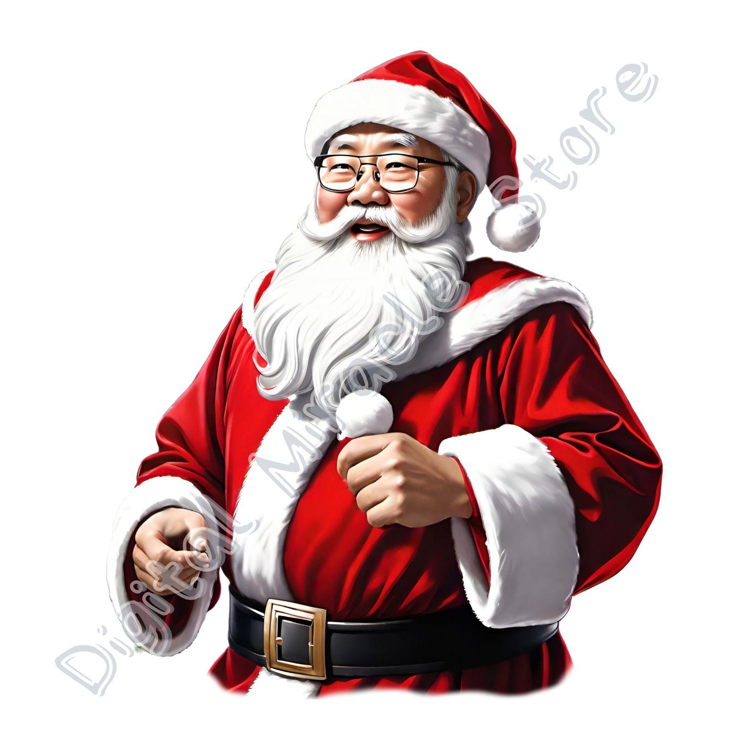 Asian Santa, Cool Santa PNG, Asian Christmas, Funny Santa PNG, Korean ...