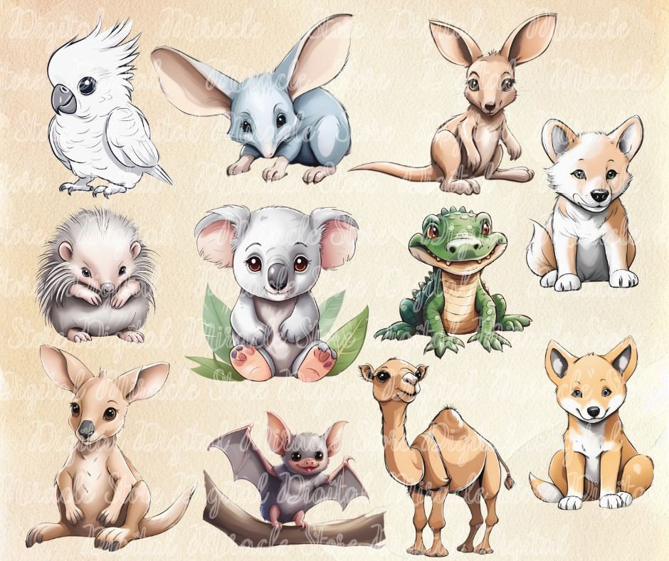 Aussie Animals, Baby Australian Animals PNG, Australian Birthday ...