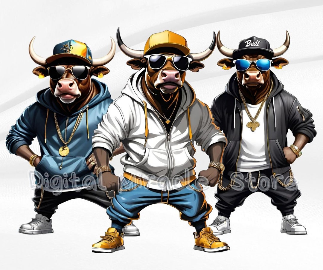 Funny Bull, Hip Hop Bull, Urban Bull, Bull Graphic, Bull PNG, Bull ...