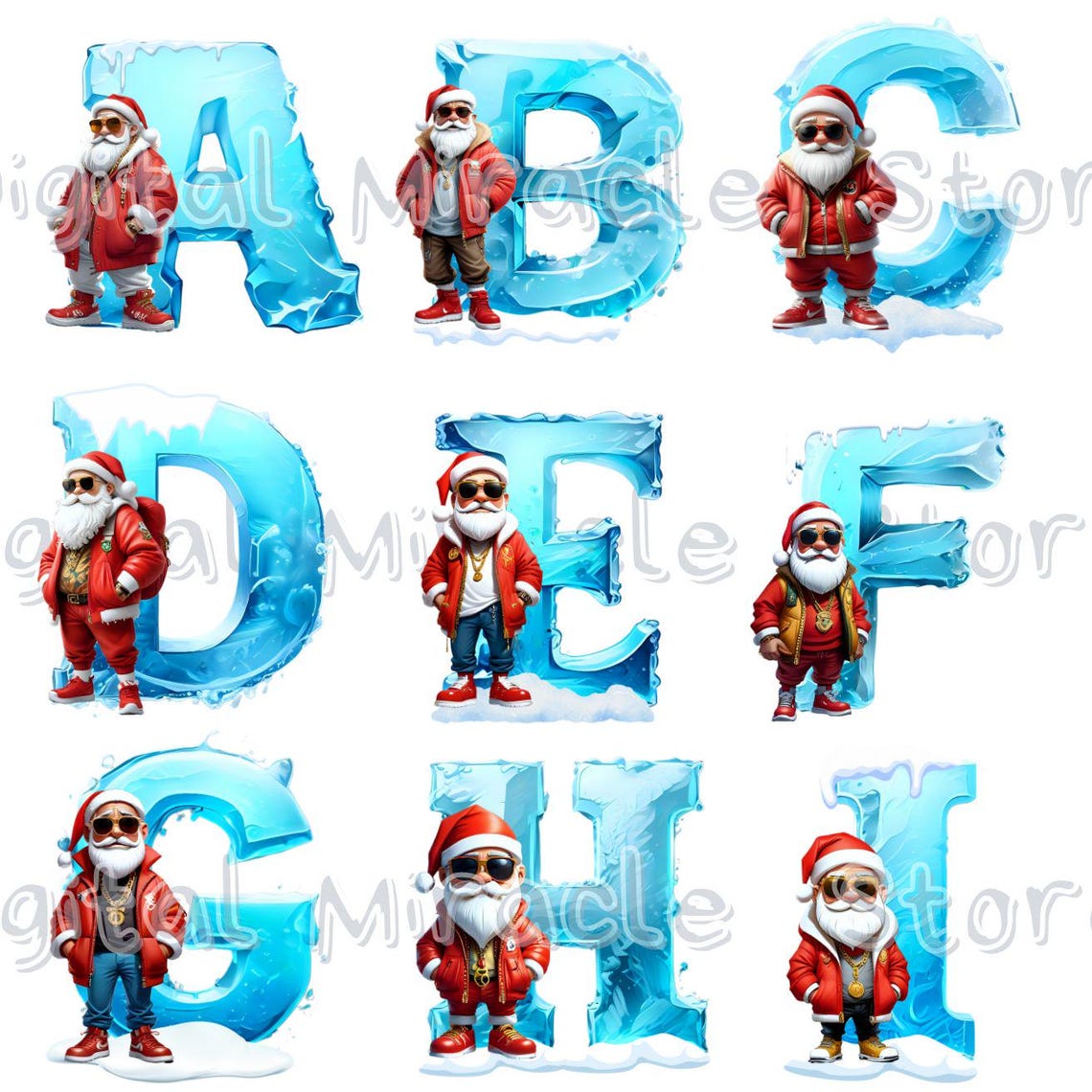 Santa Letters, Ice Alphabet, Winter Alphabet, Winter Alphabet Clipart ...