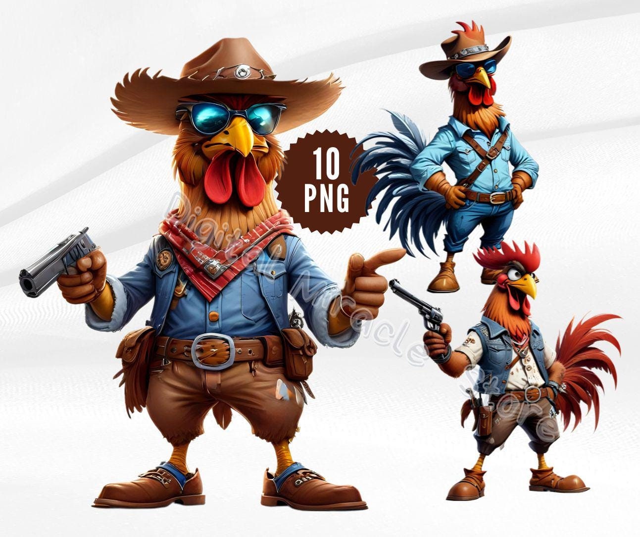Cowboy Rooster Clipart, Funny Rooster PNG, Cowboy Chicken, Rooster in a ...