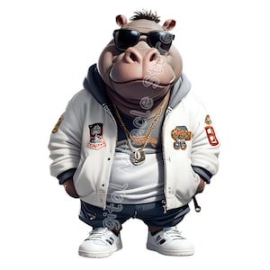 Hip Hop Hippo, Funny Hippo PNG, Cool Hippo With Sunglasses, Cartoon ...