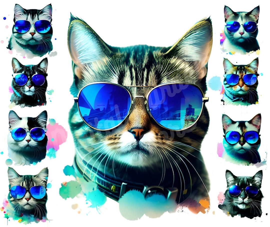 Cool Cats Clipart, Cats PNG, 10 Cats Clipart, Digital Download ...
