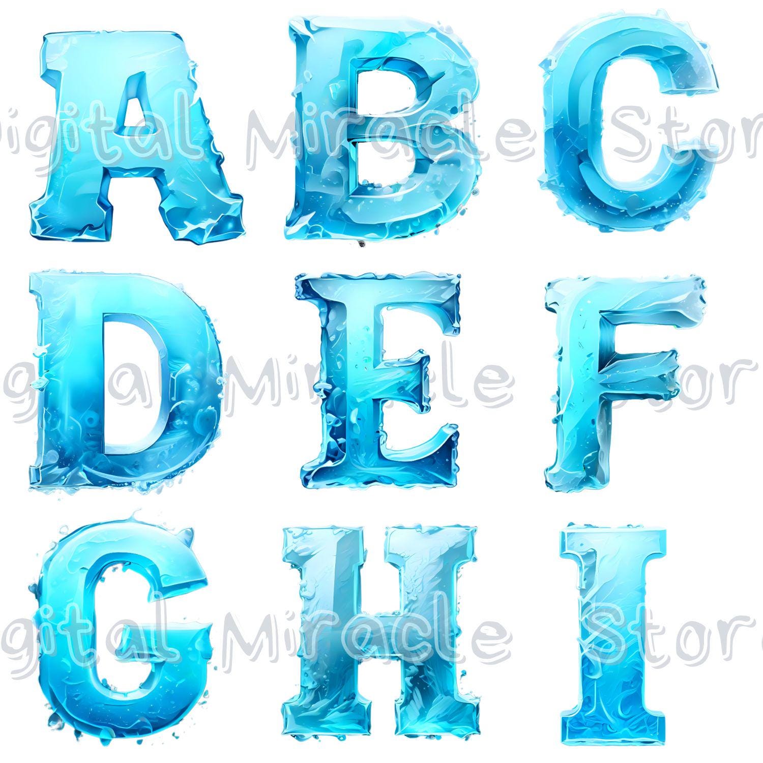 Ice Alphabet, Winter Alphabet, Christmas Font, Winter Alphabet Clipart ...