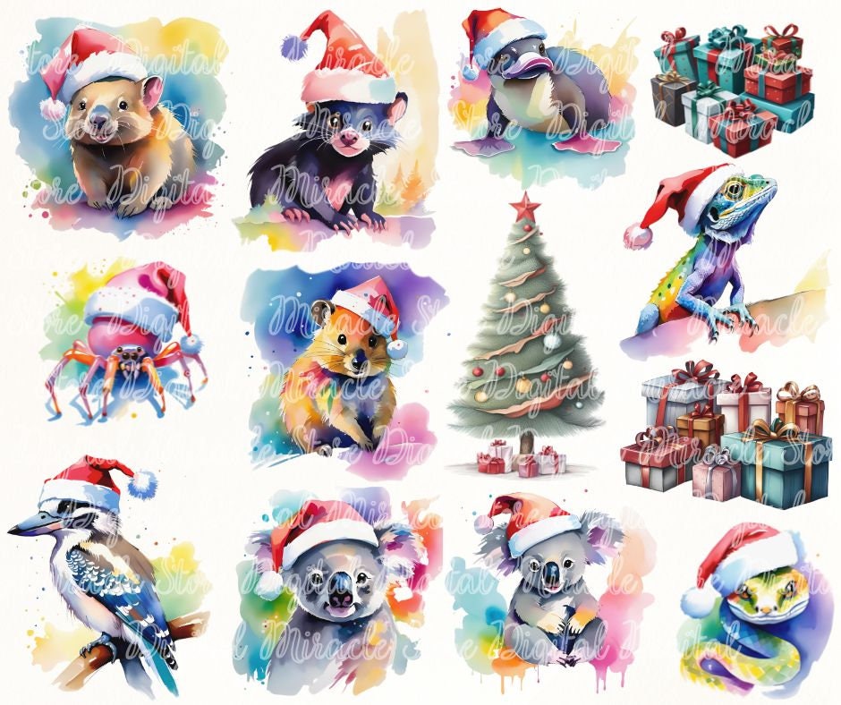 Australian Animals Christmas PNG, Aussie Christmas, Aussie Xmas Animals ...