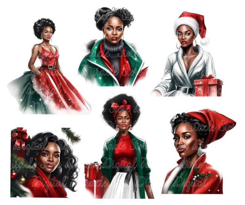 Black Woman Christmas PNG, Xmas Black Girl PNG, Afro Girl Christmas ...