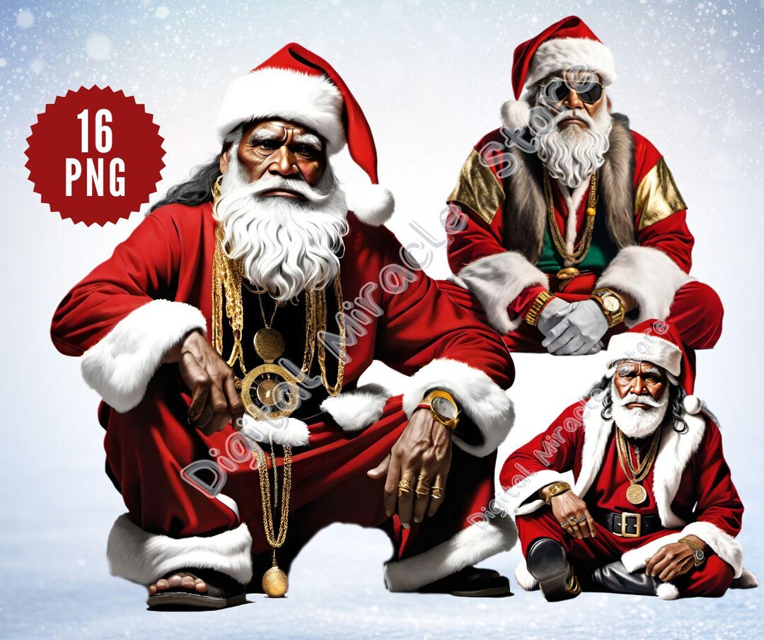 Australian Santa, Cool Santa PNG, Funny Santa PNG, Hip Hop Santa ...