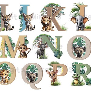 Jungle Alphabet, Cute Safari Animals Clipart, Jungle Animal Clipart ...