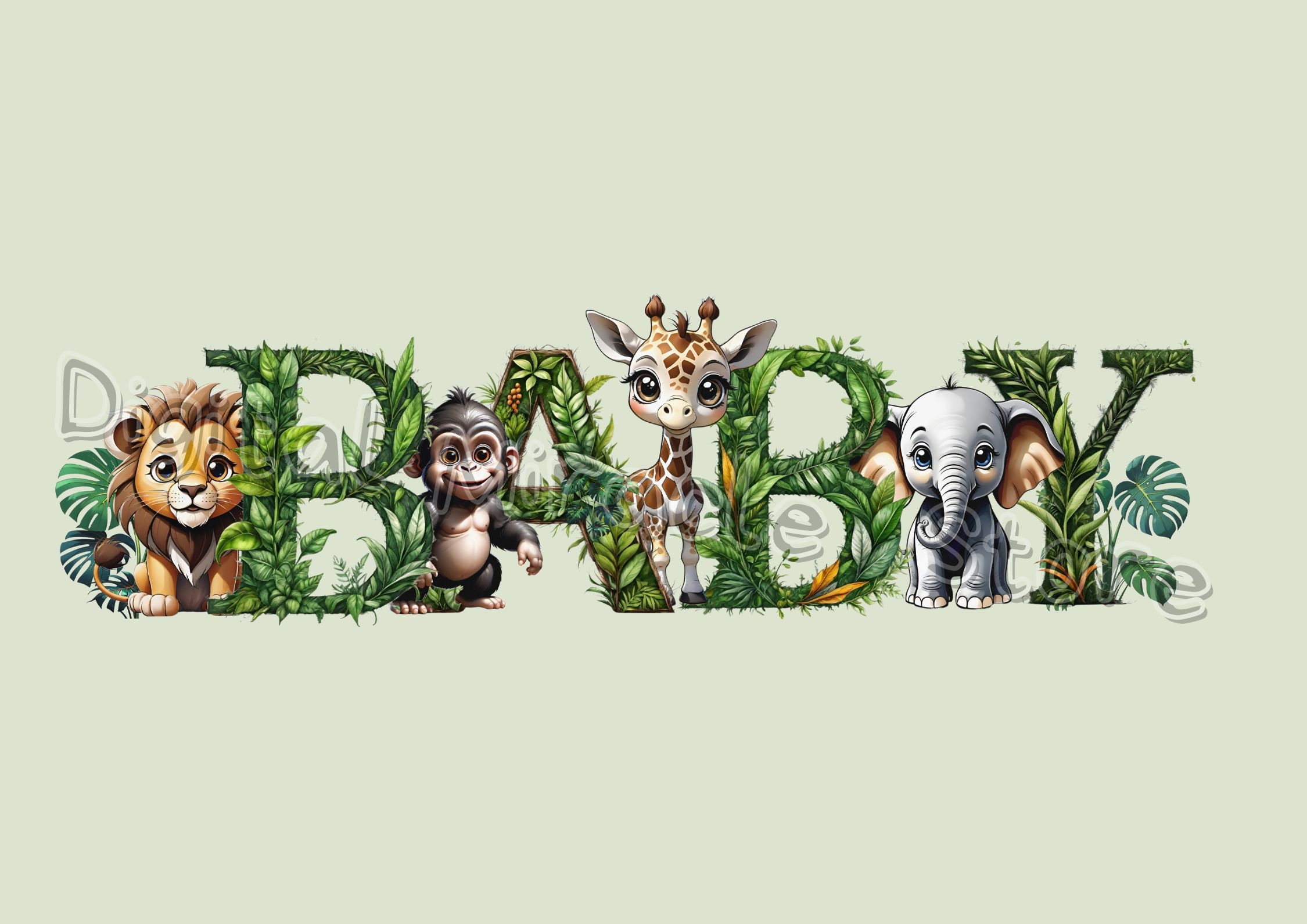 Baby Jungle Theme, Jungle Nursery Decor, Baby Jungle Clipart, Baby ...