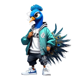 Cool Peacock, Funny Peacock PNG, Hip Hop Peacock Sublimation, Urban ...