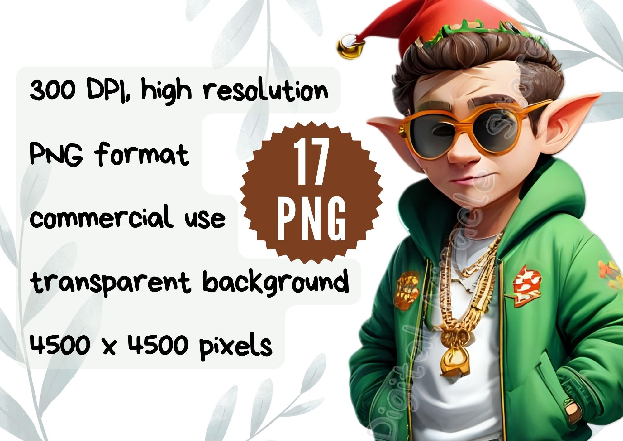 Cool Elf Clipart, Hip Hop Elves, Elf in Sunglasses, Funny Elf, Festive ...