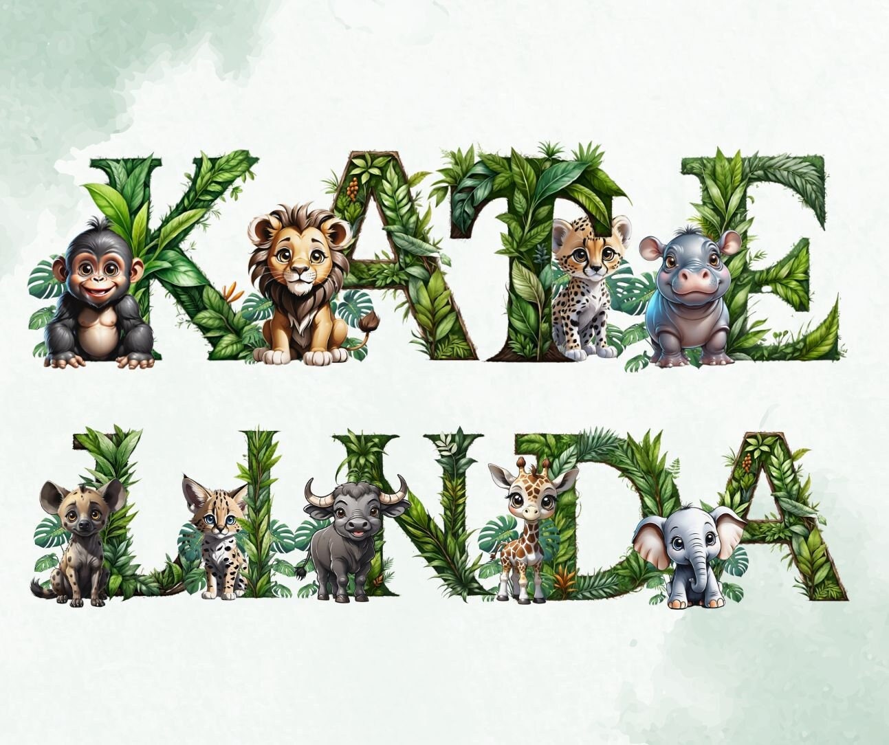 Letters Animals, Safari Letters, Jungle Letters, Alphabet Sublimation ...