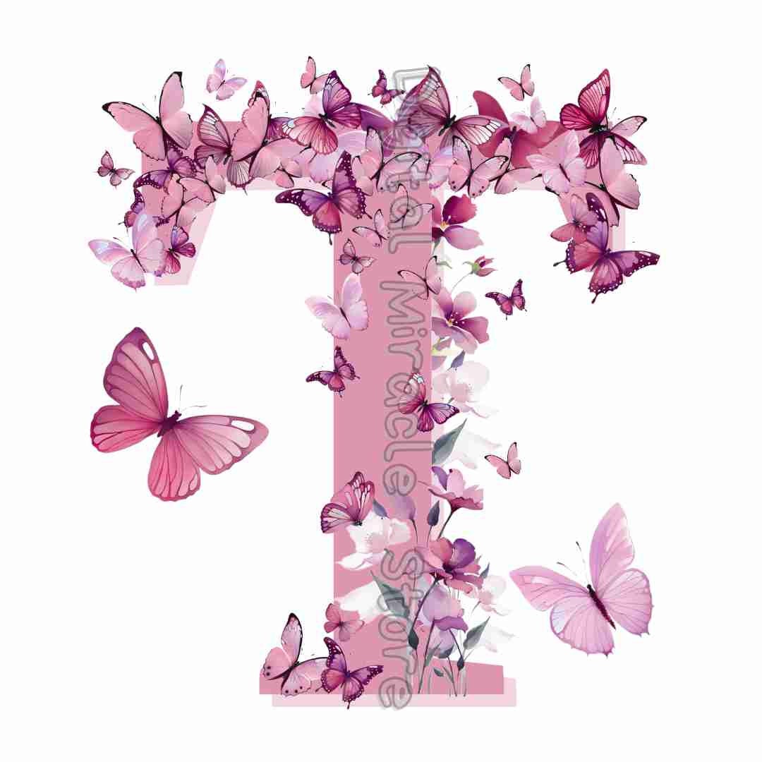 Pink Letters PNG, Pink Alphabet, Butterfly Alphabet PNG, Butterfly ...