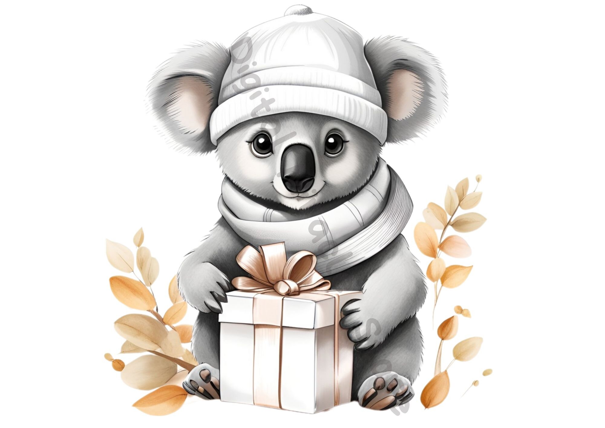 Winter Koala Clipart, Koala in a Hat, Aussie Witer PNG, Australian ...