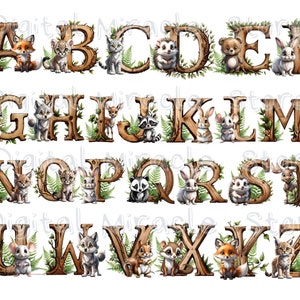 Woodland Alphabet, Forest Alphabet, Woodland Animals Clipart, Cute ...