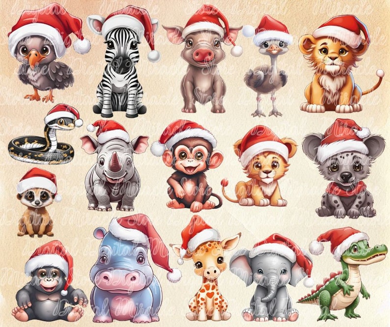 Safari Christmas PNG, Safari Animals Clip Art, Jungle Christmas Clipart ...